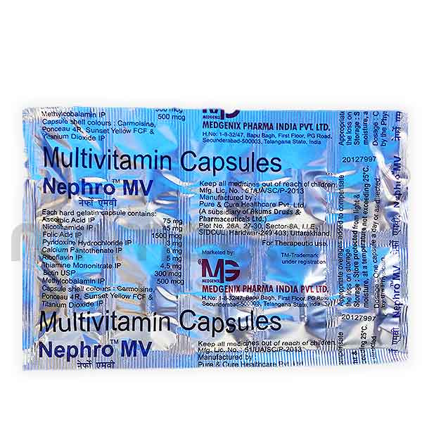 Buy Nephro Mv Capsule Online: Uses, Price, Dosage, Instructions, Side ...